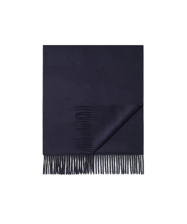 Zegna Oasi Fringed Edge Scarf - Dark Blue
