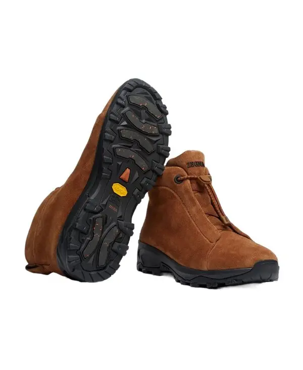 Zegna Triple Stitch Vetta Suede Sneakers - Brown