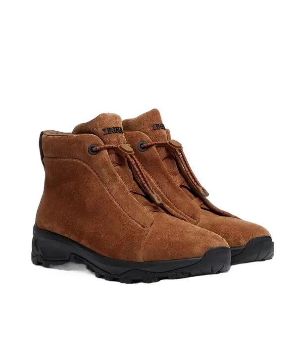 Zegna Triple Stitch Vetta Suede Sneakers - Brown