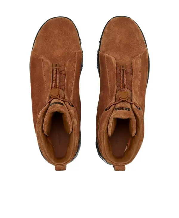 Zegna Triple Stitch Vetta Suede Sneakers - Brown
