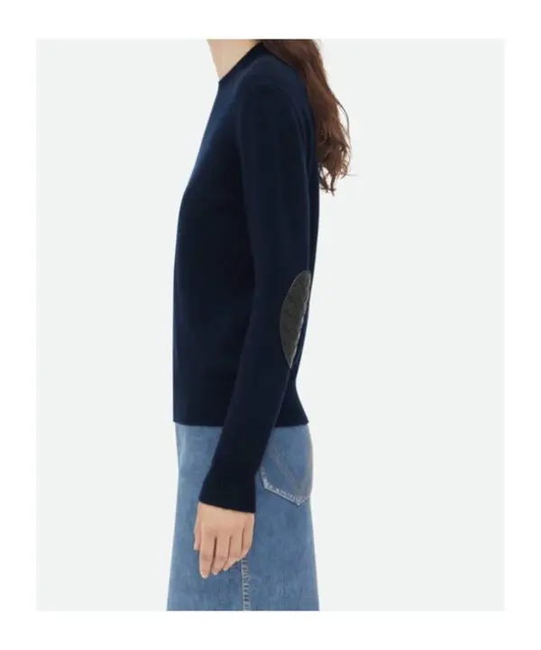 Bottega Veneta Intrecciato Leather Patches Jumper - Black