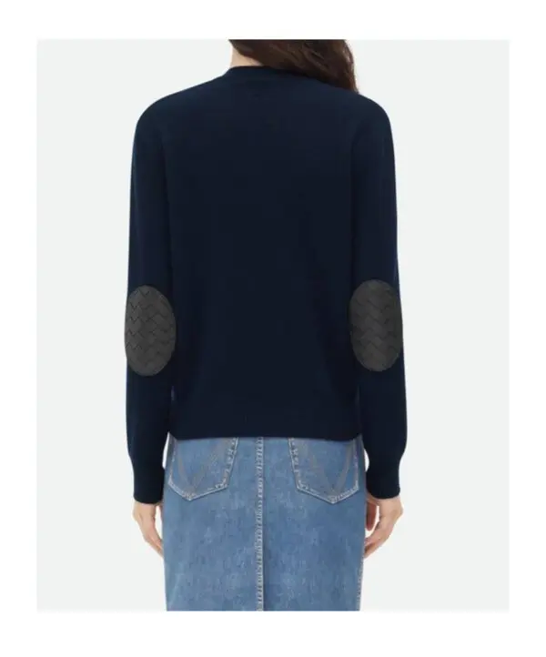 Bottega Veneta Intrecciato Leather Patches Jumper - Black