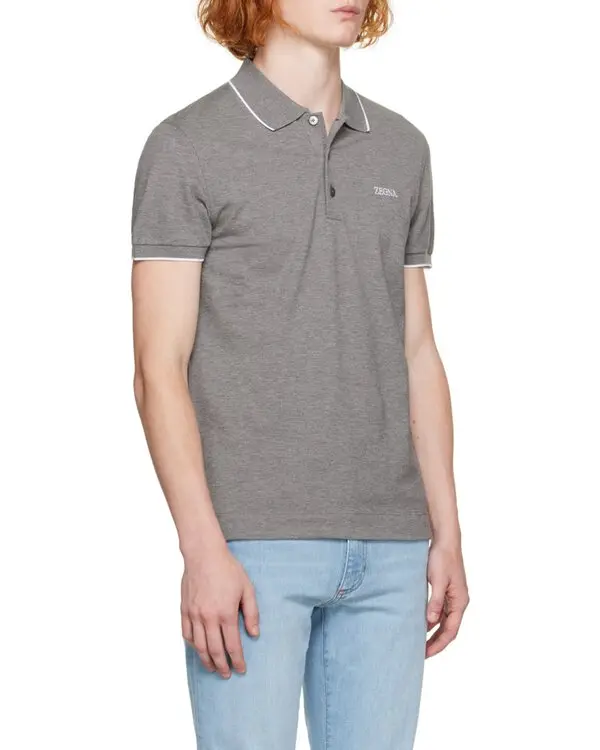 Zegna Logo-embroidered Short Sleeved Polo Shirt