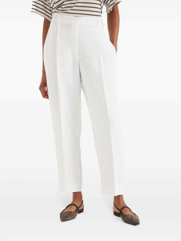 Brunello Cucinelli High-waist Cropped Pleated Trousers