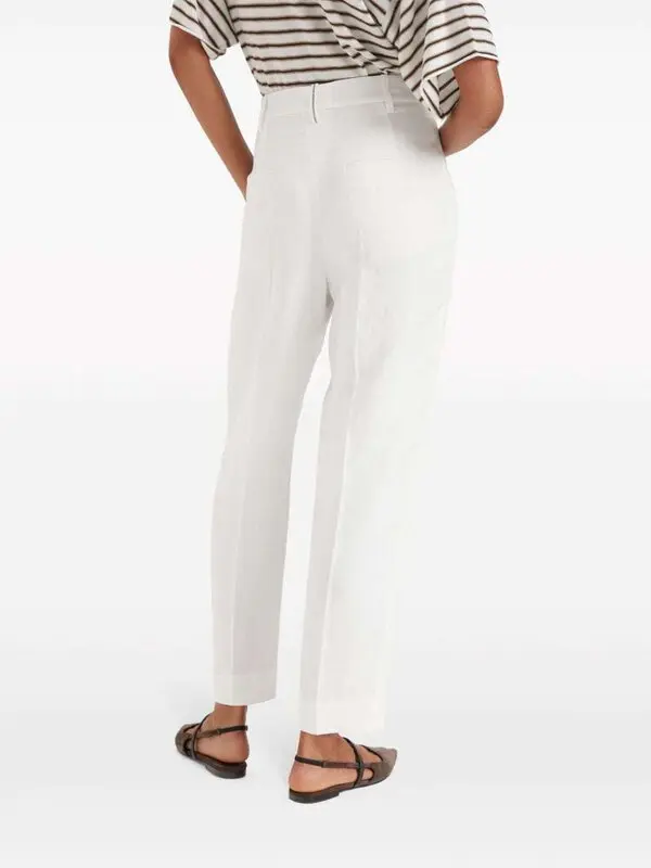 Brunello Cucinelli High-waist Cropped Pleated Trousers