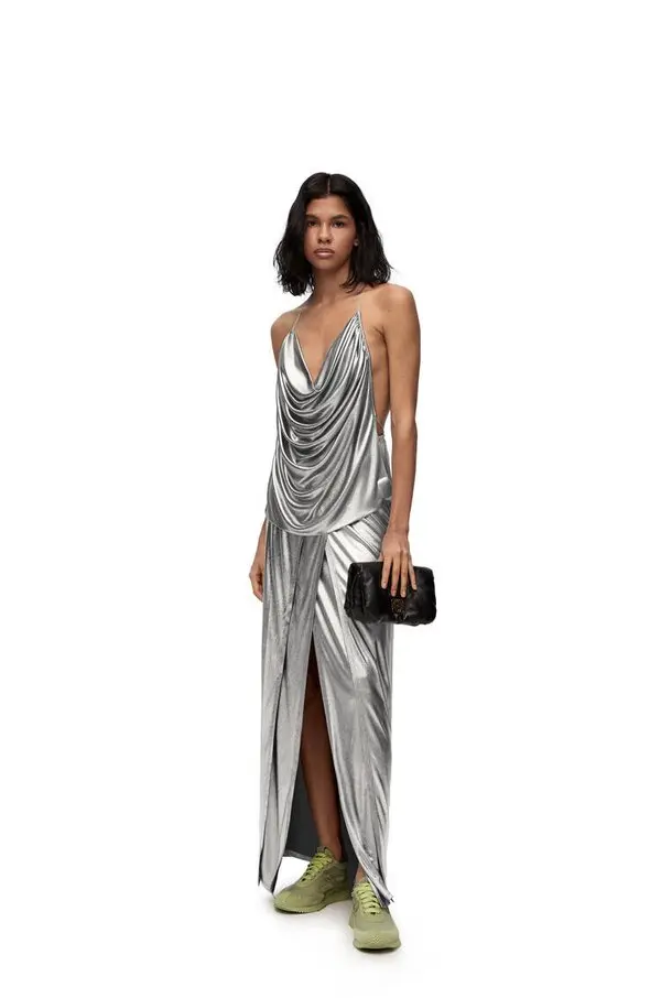 Loewe Laminated Jersey Draped Skirt