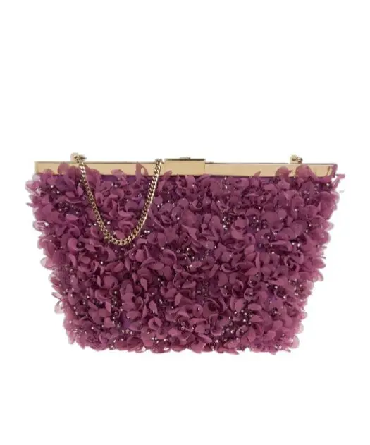 JIMMY CHOO Satin Clutch Bag With Floral Embellishments