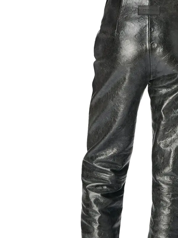 MARINE SERRE Embossed Letter Combination Leather Trousers