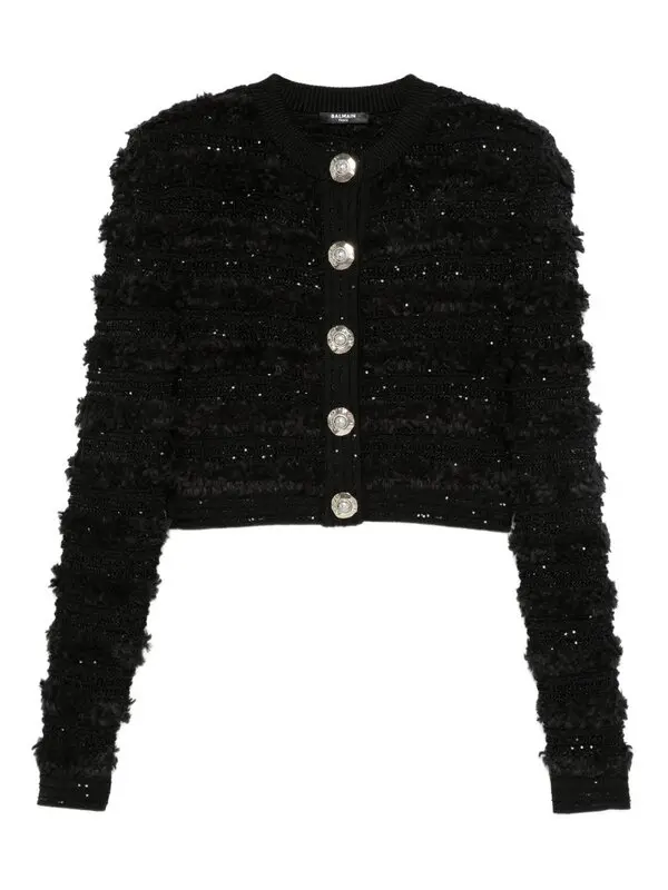 Balmain Long-sleeved Buttoned Sweater - Black