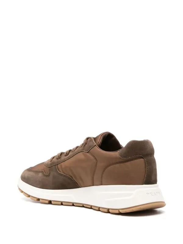 Prada Round Toe Lace-up Sneakers - Brown