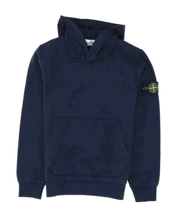 Stone Island Compass Logo Cotton Hoodie - Blue