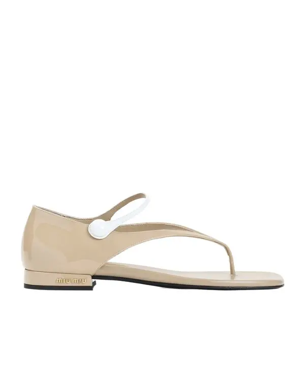 Miu Miu Two-tone Patent Leather Sandals - Nude