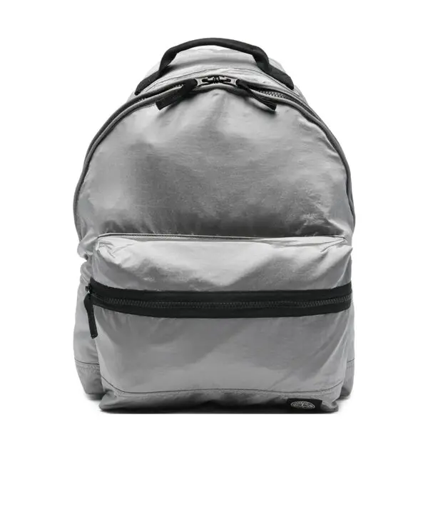 Stone Island Logo Patch Zipped Backpack - Pearl Gray