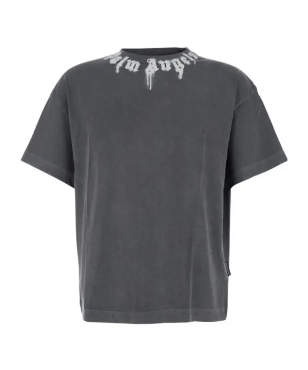 Palm Angels Neck Logo Printed Crewneck T-shirt