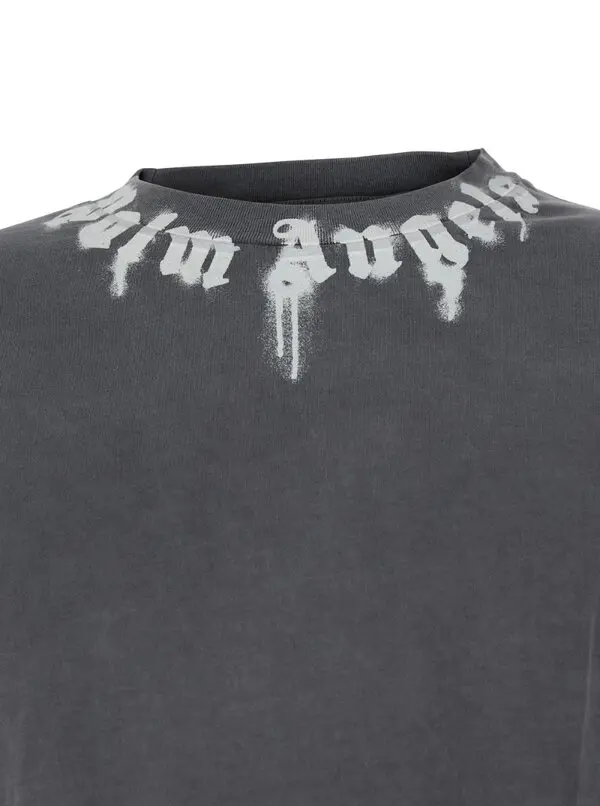 Palm Angels Neck Logo Printed Crewneck T-shirt