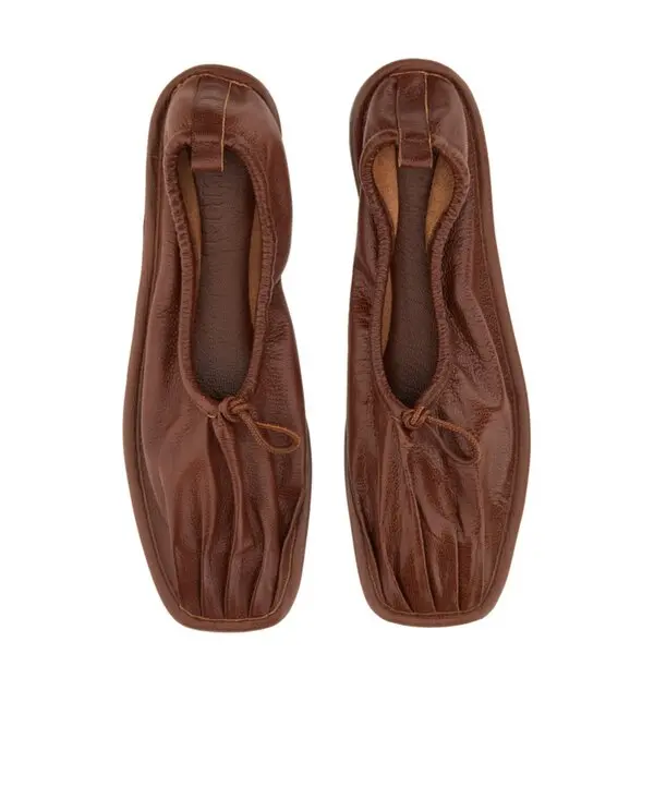 Hereu Elasticated Detail Square-toe Flat