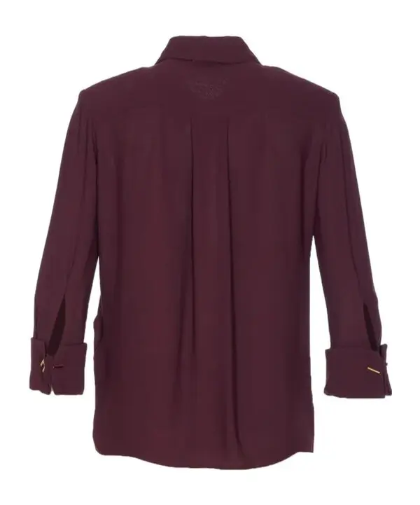 Elisabetta Franchi Georgette Blouse With Lapel Collar And Button Closure - Red