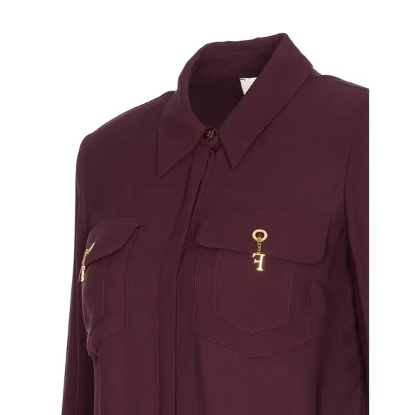 Elisabetta Franchi Georgette Blouse With Lapel Collar And Button Closure - Red
