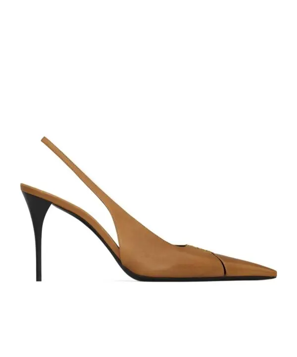 Saint Laurent Babylone Bretueil Slingback Pumps - Macadamia