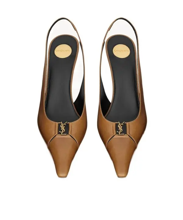 Saint Laurent Babylone Bretueil Slingback Pumps - Macadamia