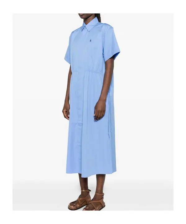 Ralph Lauren Polo Buttoned Drawstring Midi Dress