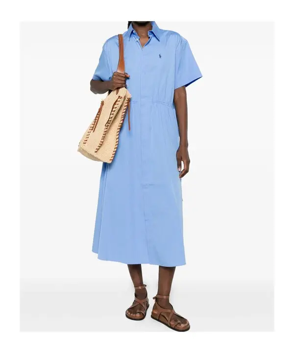 Ralph Lauren Polo Buttoned Drawstring Midi Dress