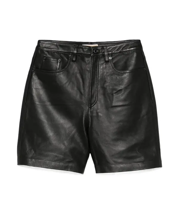 Michael Kors Boyfriend Leather Shorts - Black