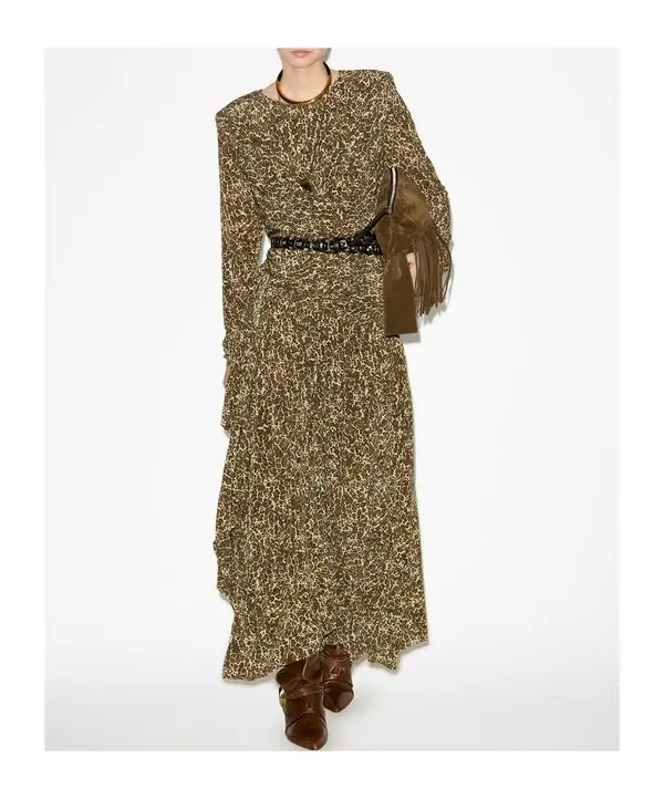 Isabel Marant Étoile Zeidi Leopard Print Long Sleeve Dress