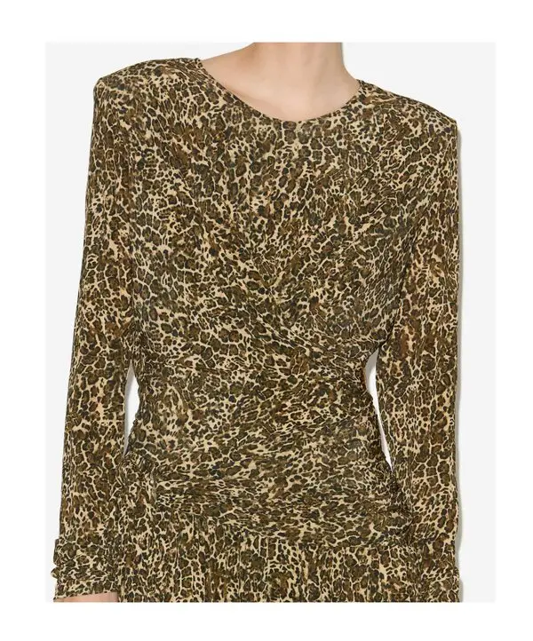 Isabel Marant Étoile Zeidi Leopard Print Long Sleeve Dress