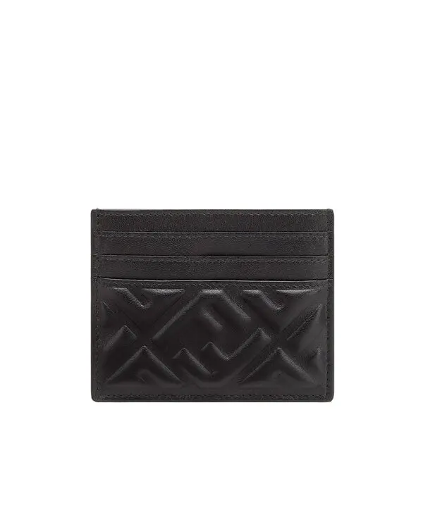 Fendi Baguette Ff Embossed Card Case - Black