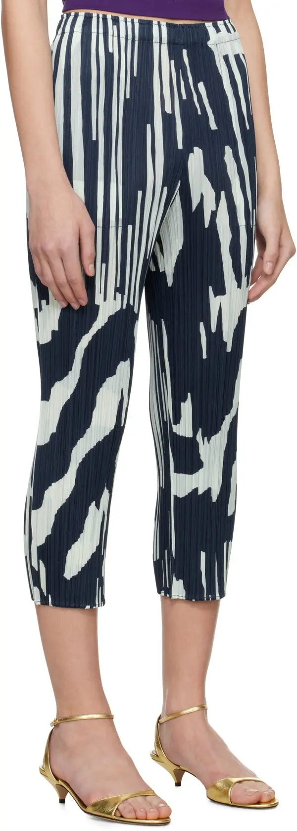 PLEATS PLEASE BY ISSEY MIYAKE Abstract Graphic Print Cropped Pants