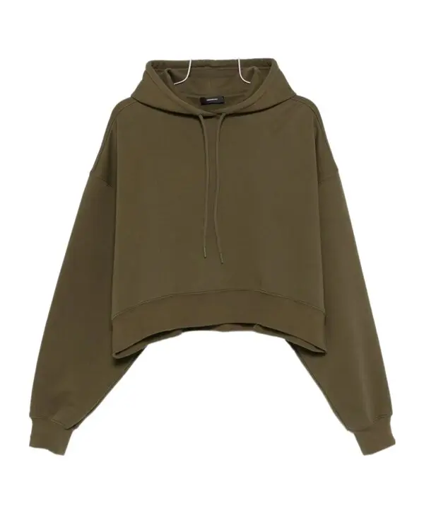 Wardrobe.NYC Oversize Hooded Top With Drawstring And Ribbed Hem - Green