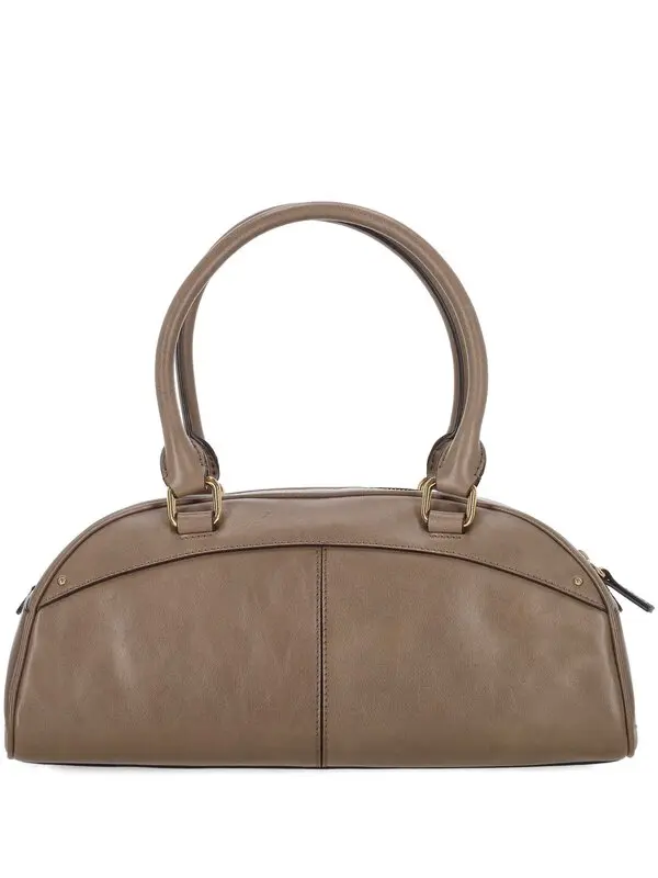 Chloé Zipped Bowling Hand Bag With Logo Charms - Gray