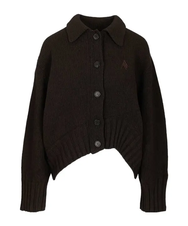 Attico Ribbed Knit Cardigan - Brown