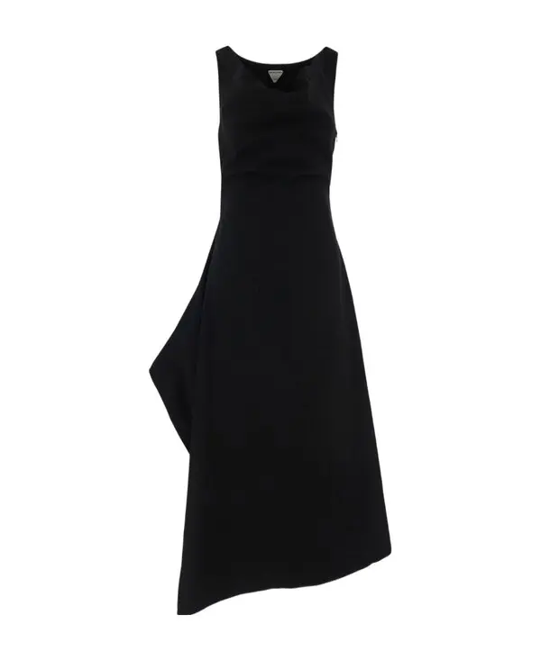 Bottega Veneta Sleeveless Asymmetrical Midi Dress - Black