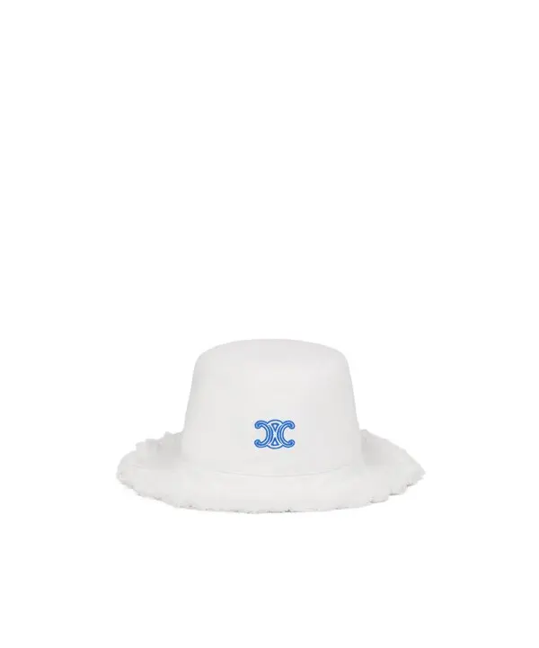 Celine Triomphe Embroidered Bucket Hat - White