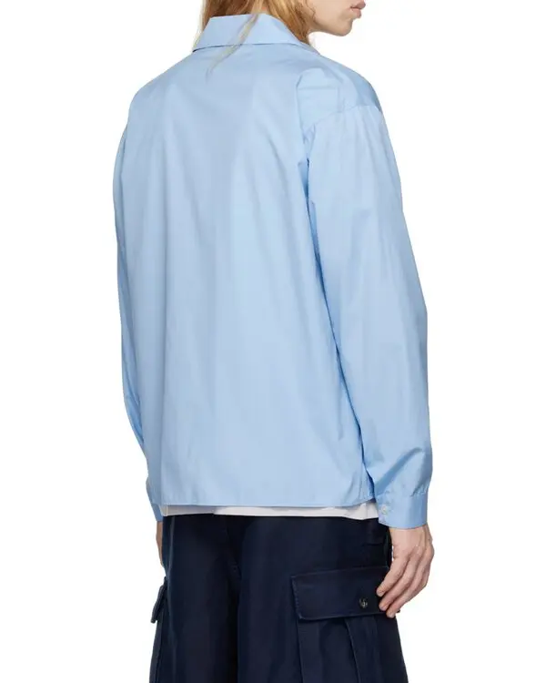 Marni Logo-printed Long-sleeved Zipped Shirt - Blue