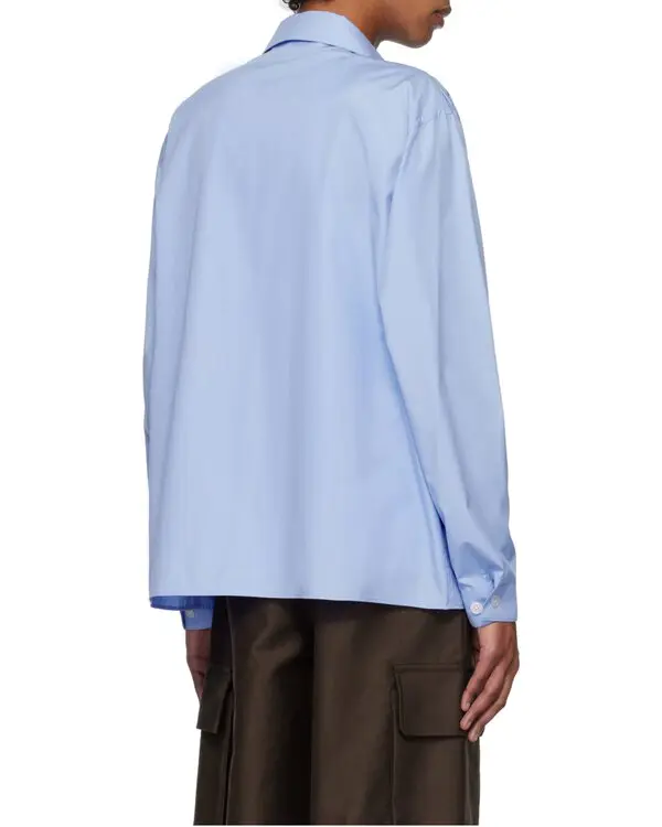 Marni Logo-printed Long-sleeved Zipped Shirt - Blue