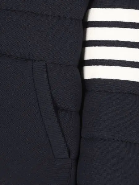 Thom Browne Striped Hooded Jacket With Logo Detail - Blue