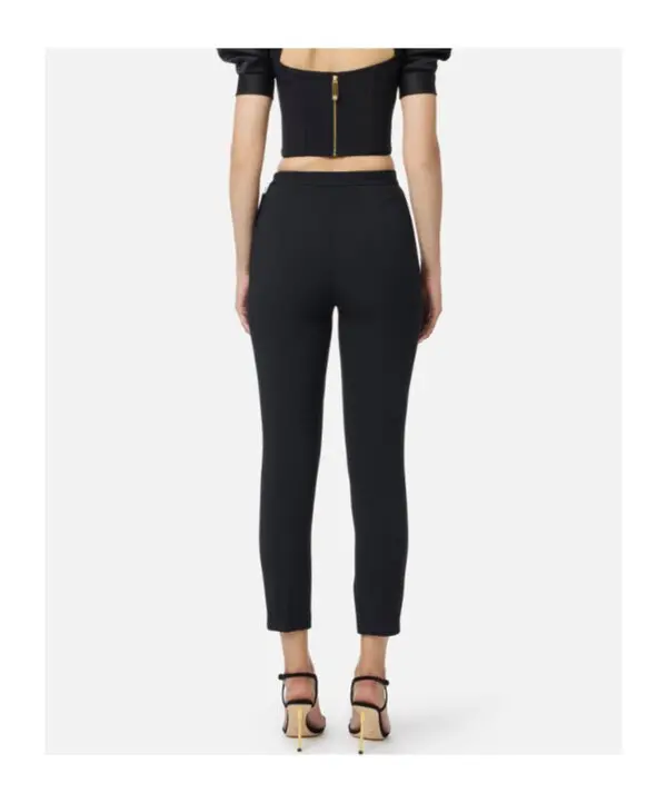 Elisabetta Franchi High-waist Trousers With Logo Button Detail - Black