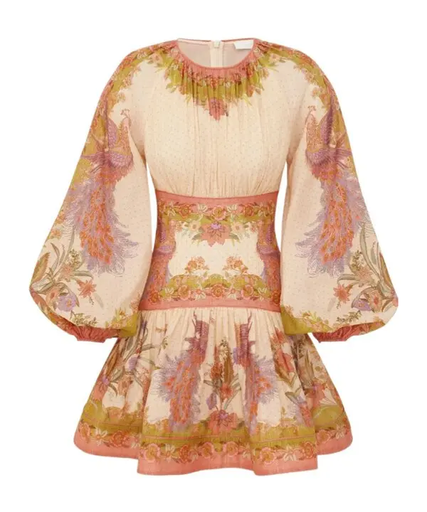 Zimmermann Indra Ruffled Short Dress - Nude
