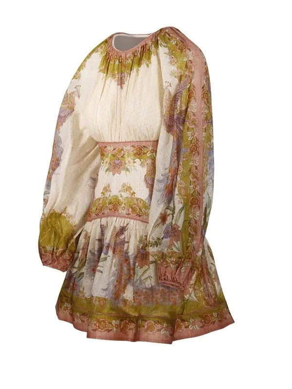 Zimmermann Indra Ruffled Short Dress - Nude
