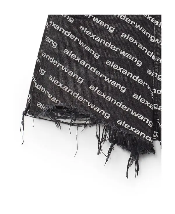 Alexander Wang Logo Print Denim Shorts