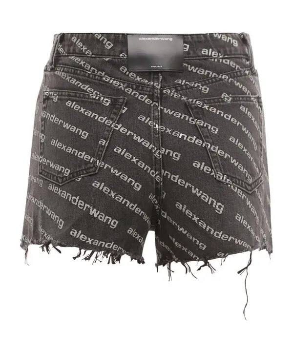 Alexander Wang Logo Print Denim Shorts - Black