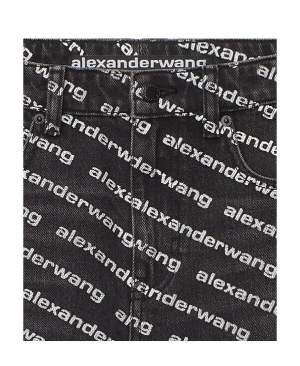 Alexander Wang Logo Print Denim Shorts - Black