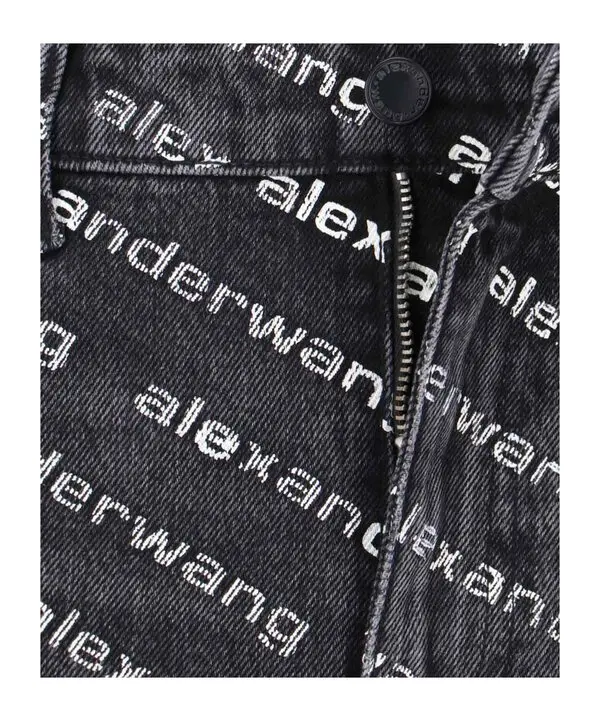 Alexander Wang Logo Print Denim Shorts - Black