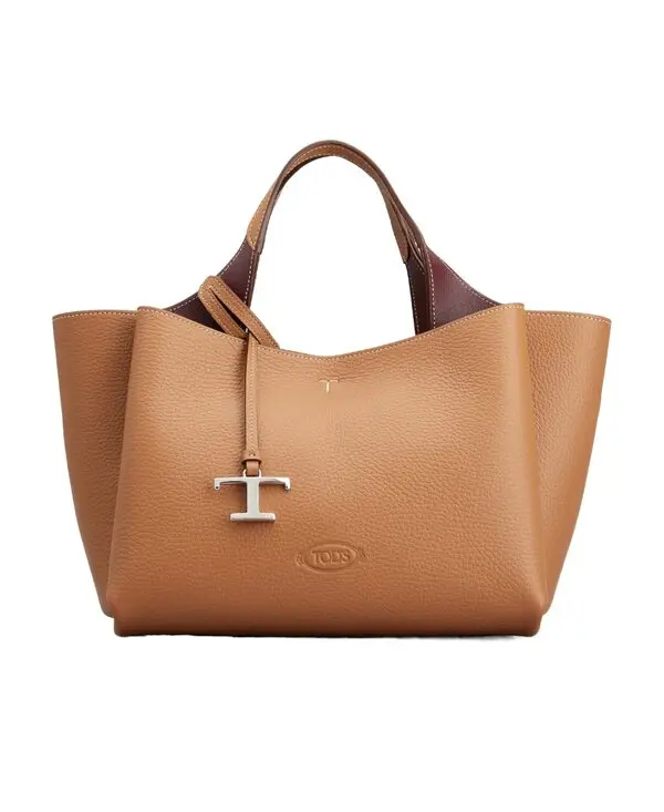 TOD'S Logo Plaque Top Handle Bag - Brown