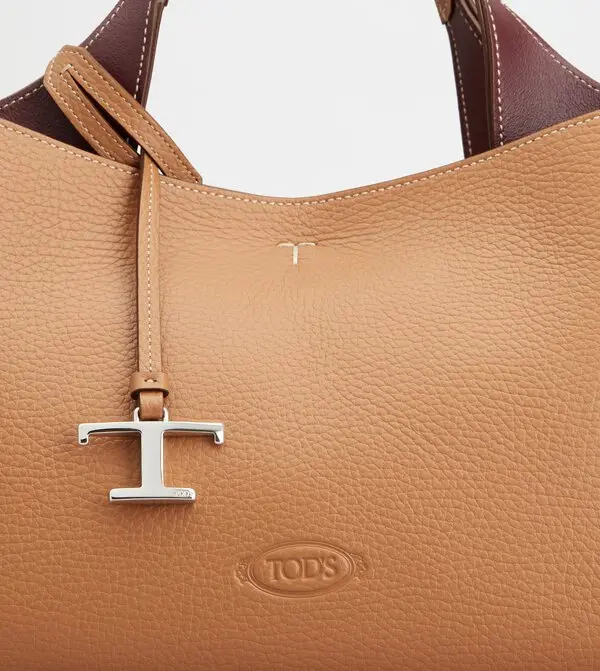 TOD'S Logo Plaque Top Handle Bag - Brown