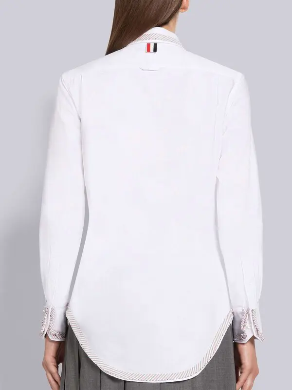 Thom Browne Striped Trim Oxford Shirt - White