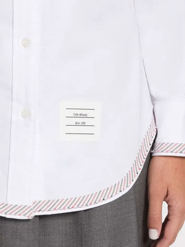 Thom Browne Striped Trim Oxford Shirt - White